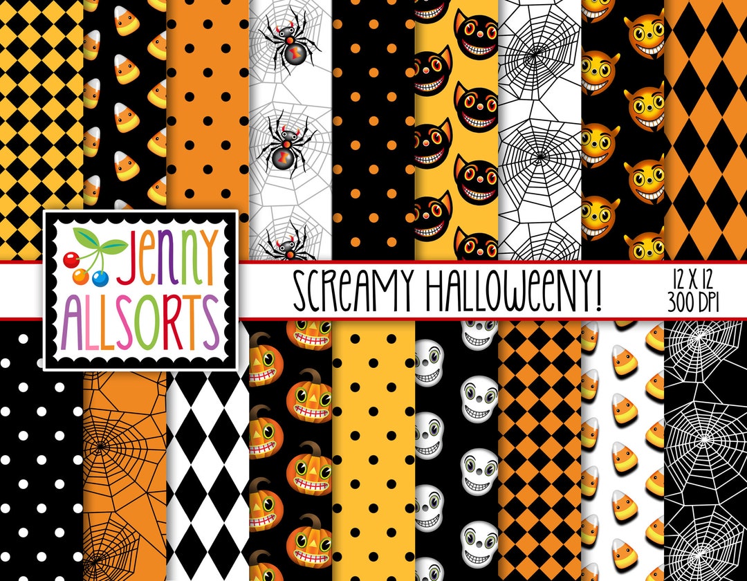 Halloween Digital Papers - Graphic Design Gothic Halloween Patterns ...