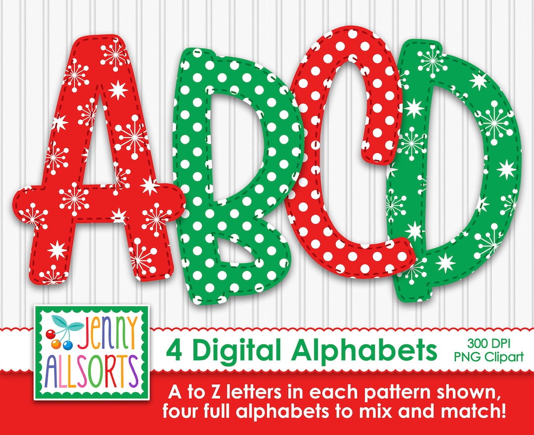 Christmas Alphabet Bundle for Sublimation & Design, Classic Red and ...