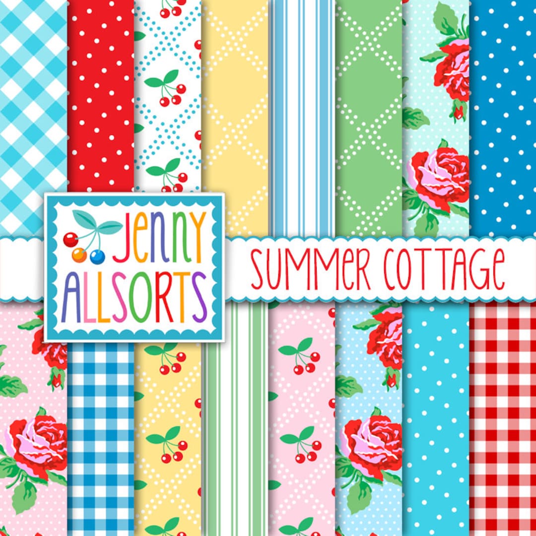 Farmhouse Cottage Digital Scrapbook Papers - Vintage Colors, Shabby ...