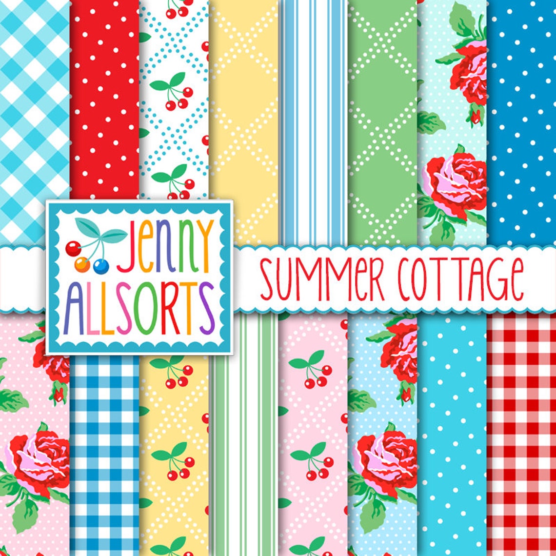 Farmhouse Cottage Digital Scrapbook Papers Vintage Colors - Etsy