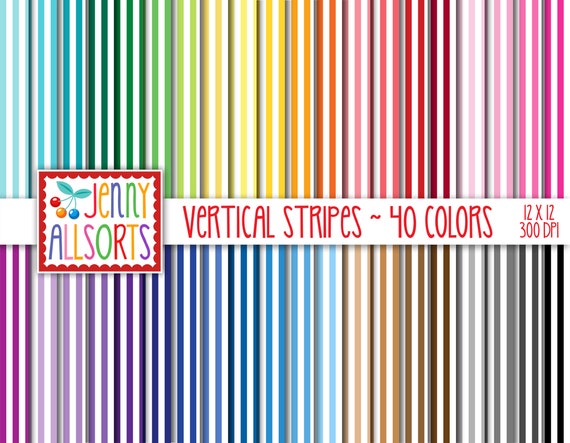 Stripes Digital Paper Bundle 40 Colors Printable Vertical | Etsy