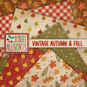Vintage Autumn & Thanksgiving Digital Scrapbook Paper, Printable Fall ...