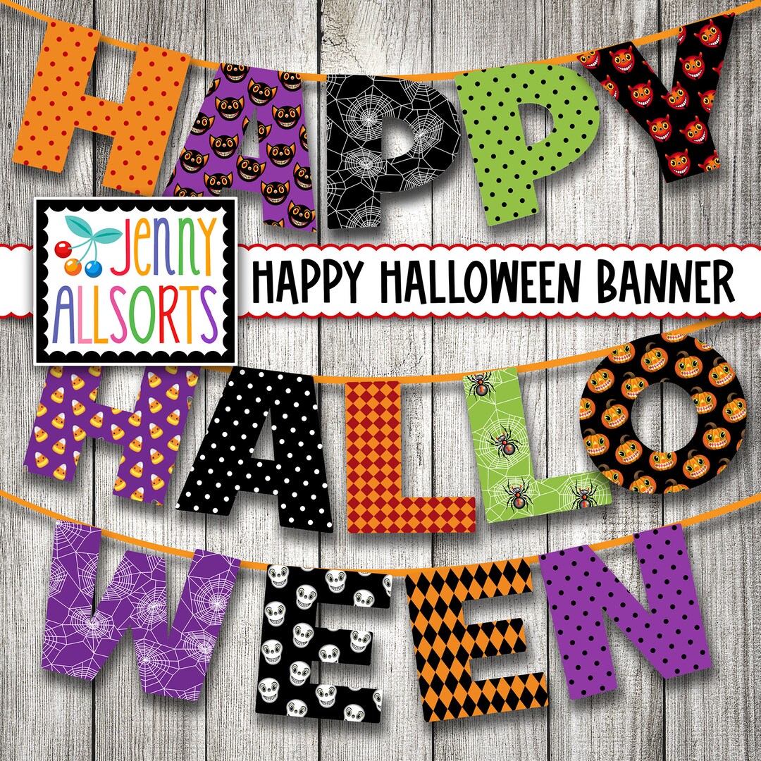 Happy Halloween Printable Banner - Digital Halloween Sign, Halloween ...