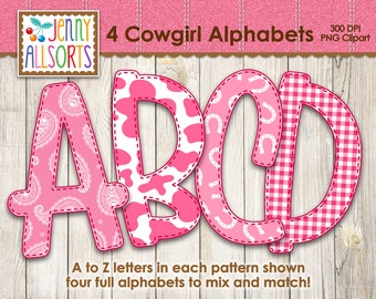 Western Cowboy 4-alphabet Bundle for Sublimation & Design | Etsy
