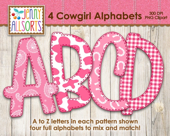 Pink Cowgirl 4-alphabet Bundle for Sublimation & Design - Etsy