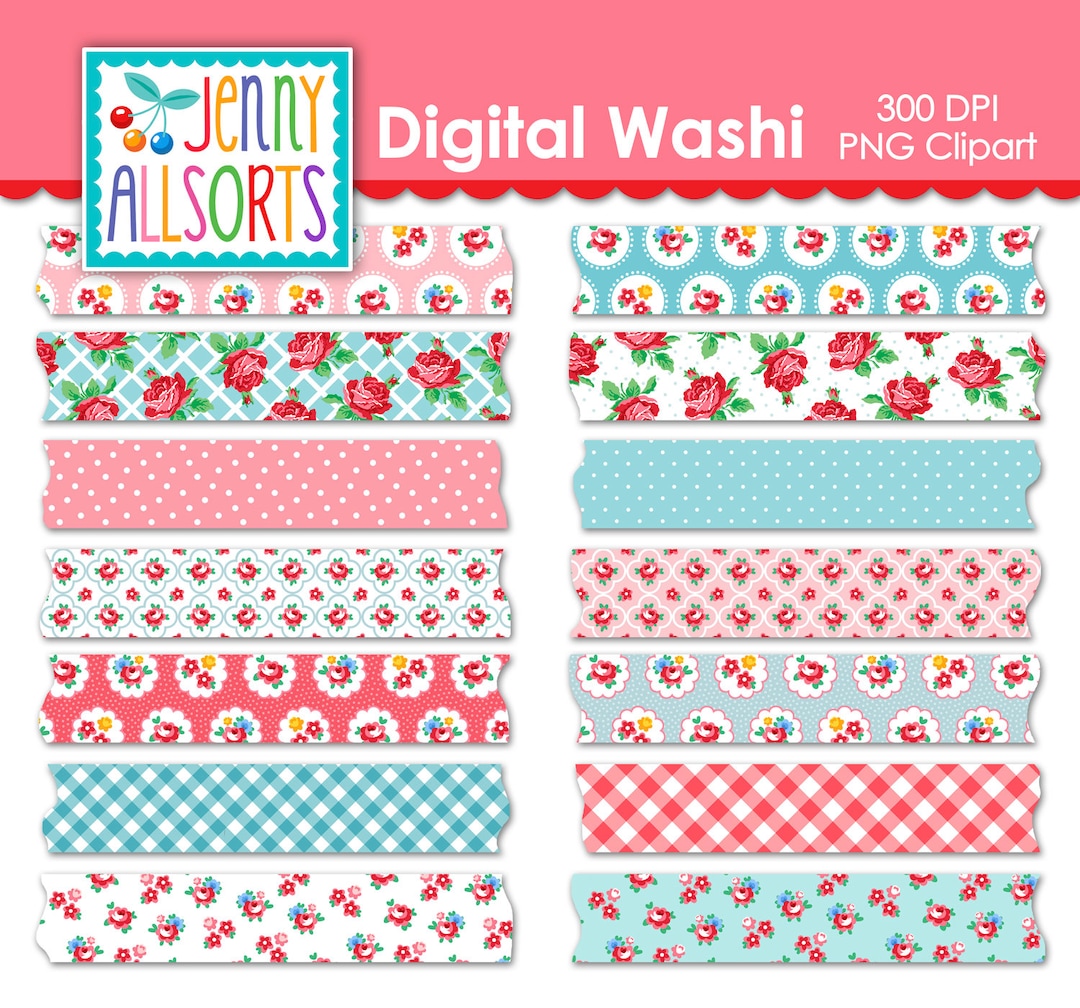 Shabby Chic Washi Tape Digital Clip Art Digital Download, Shabby Roses ...