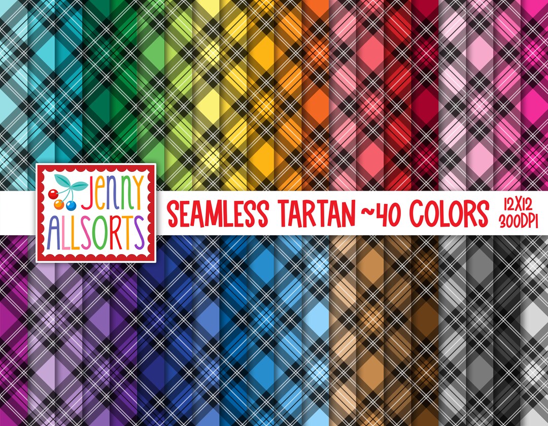 Seamless Tartan Plaid Digital Paper Pack 12x12 - 40 Color Bundle ...