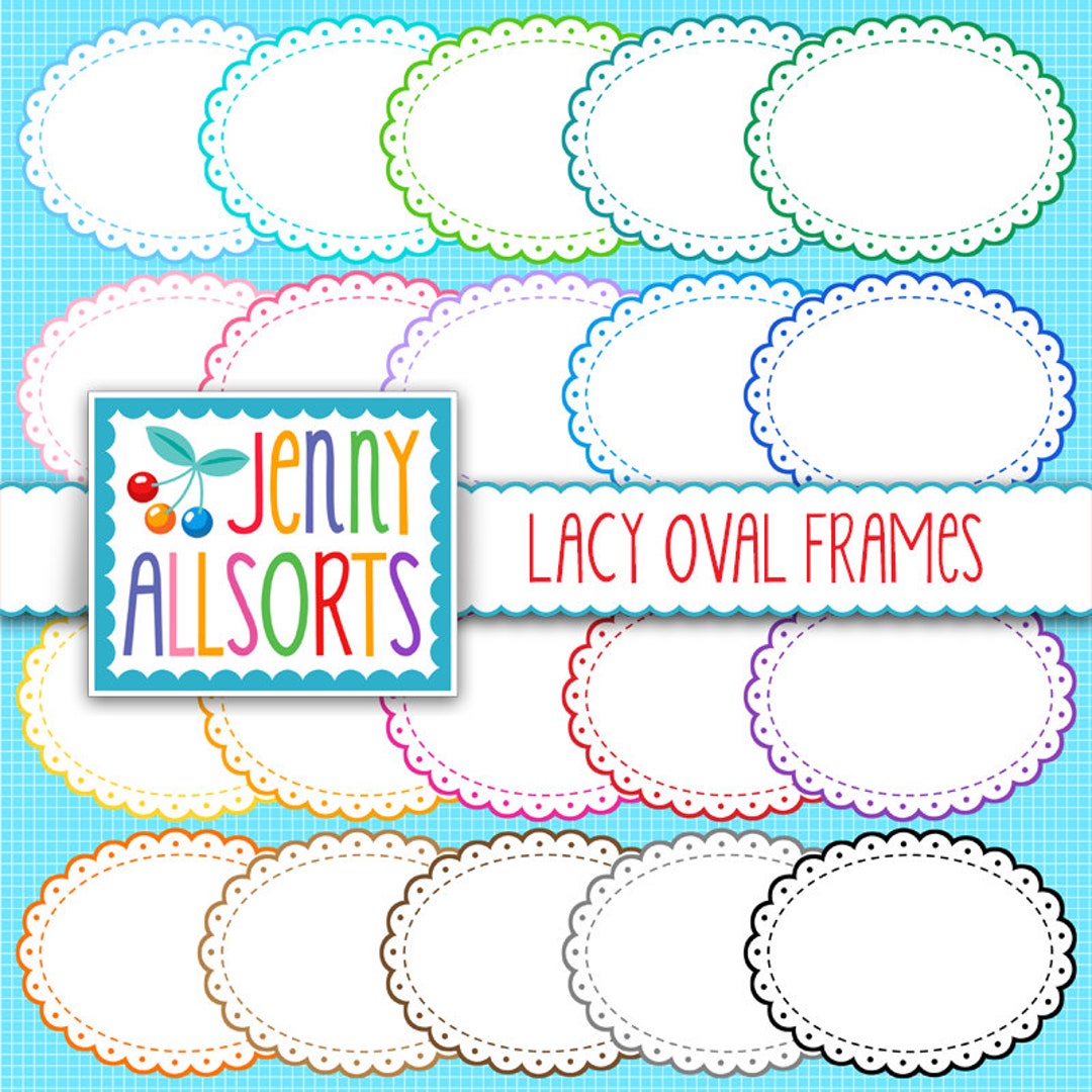 Digital Lacy Scallop Oval Frames - Clip Art Scrapbooking Printable in ...