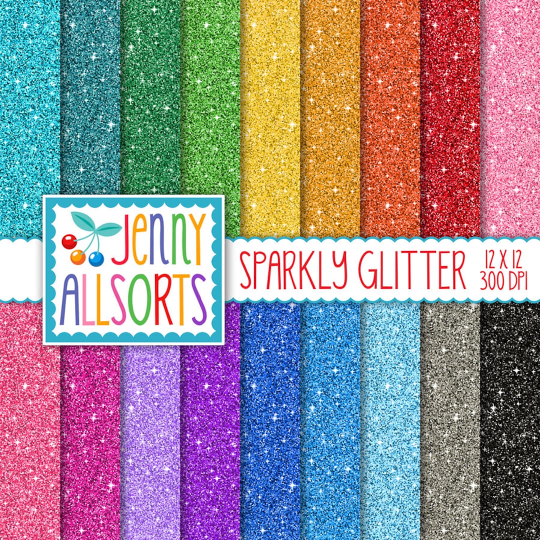 Sparkly Glitter Digital Paper, 18 Glitter Texture Papers, Rainbow ...