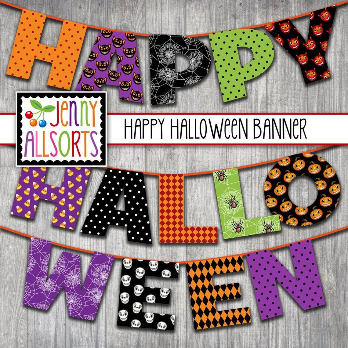 Happy Halloween Printable Banner Digital Halloween Sign - Etsy