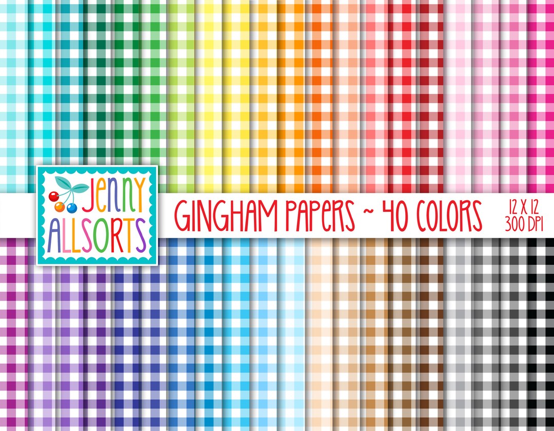 Gingham Digital Paper Pack - 40 Color Bundle, Instant Download ...