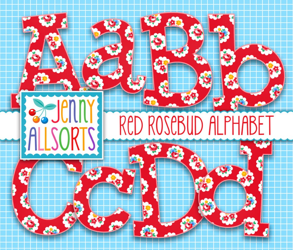 Red Roses Alphabet Png for Sublimation Cute Rose Pattern on - Etsy