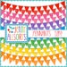Bunting Banner Digital Clipart - Triangle Pennant Strings, Rainbow ...