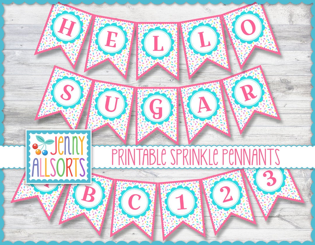 Sweet Sprinkle Printable Banner - Pink Sprinkles Digital Sign, Birthday ...