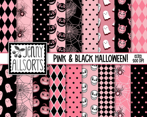 Pink Halloween Digital Papers Graphic Design Gothic - Etsy