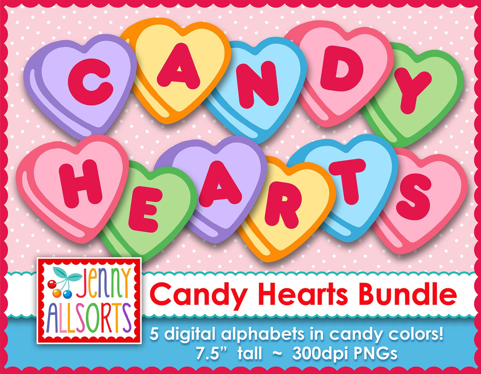 Candy Heart Letters Bundle Clipart FIVE Valentine Alphabets | Etsy