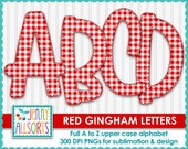 Red Gingham Digital Alphabet for Sublimation & Design - Etsy