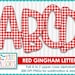 Red Gingham Digital Alphabet for Sublimation & Design, 10" Digital ...