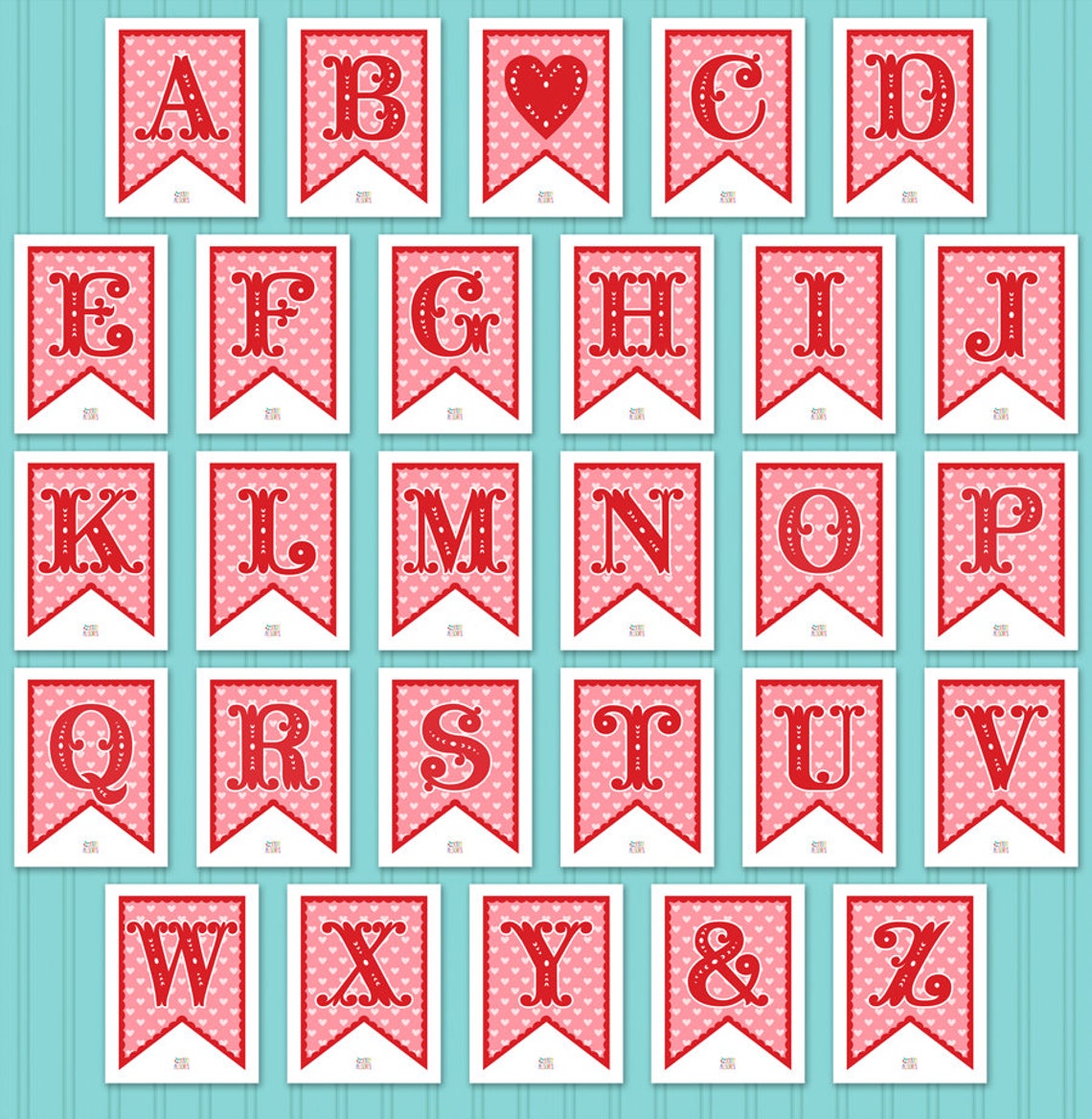 Love Digital Banner Printable Valentines Alphabet Love - Etsy