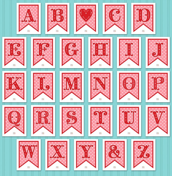 Printable Love bunting Printable Valentine wall decor Love Banner ...
