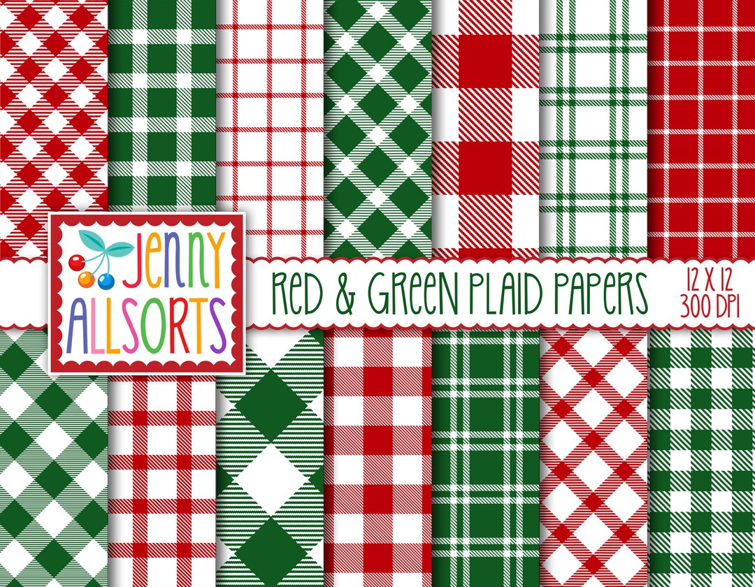 Red & Green Digital Plaids Scrapbook Papers SET 1 - Buffalo Checks ...