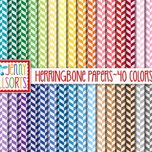 Herringbone Digital Paper Pack - 40 Color Bundle, Printable Classic Herringbone Fabric Scrapbook ...