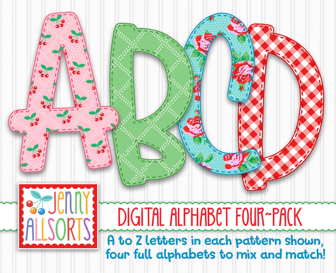 Summer Cottage Alphabet Bundle for Sublimation & Design, 4 Doodle ...