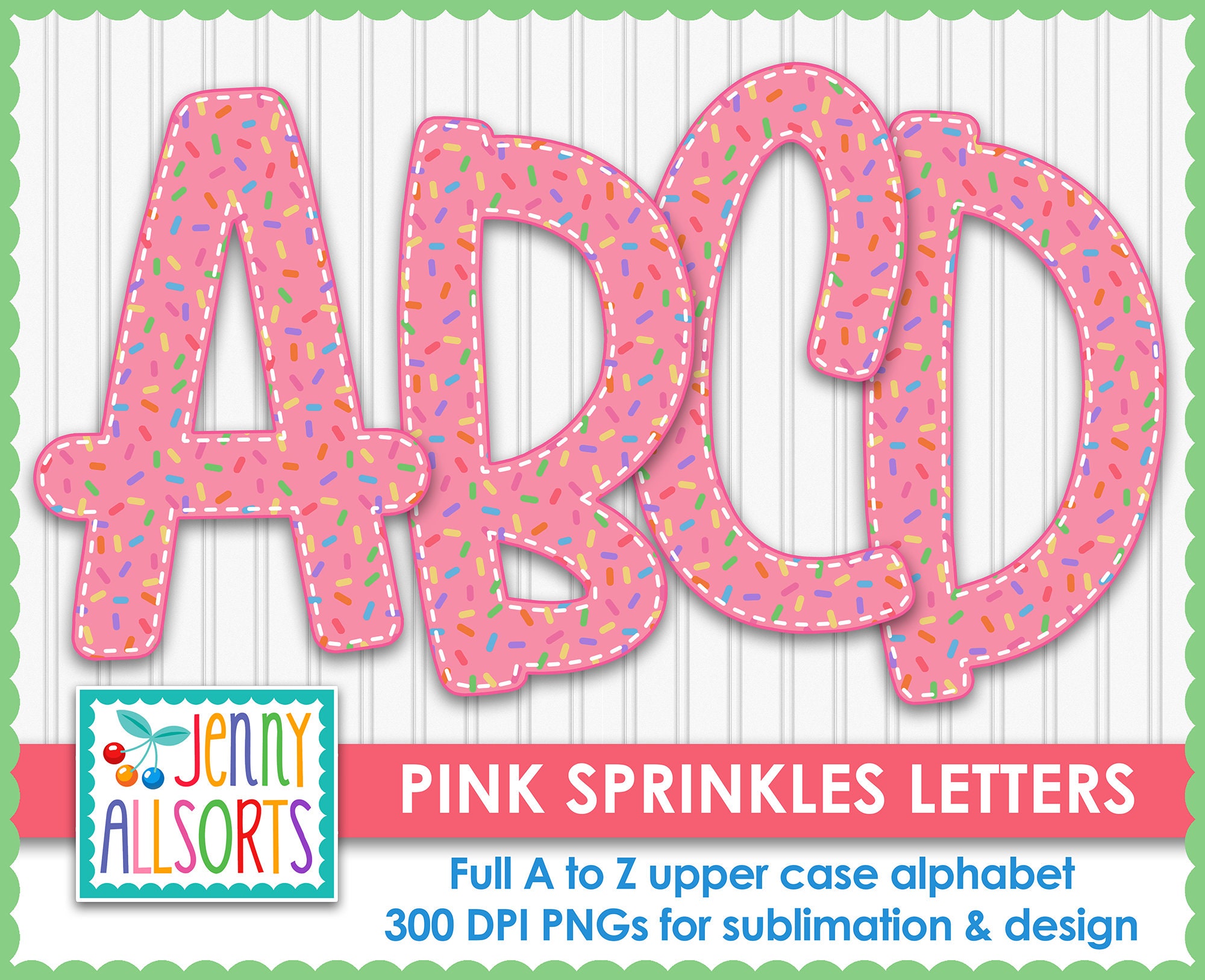 Pink Sprinkles Alphabet for Sublimation & Design Cupcake - Etsy
