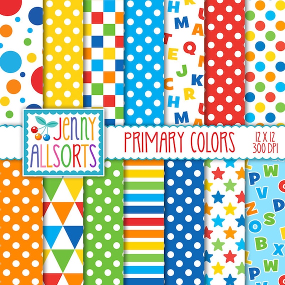 Buy Primary Colors Digital Paper Pack 14 Printable Graphic Online in ...