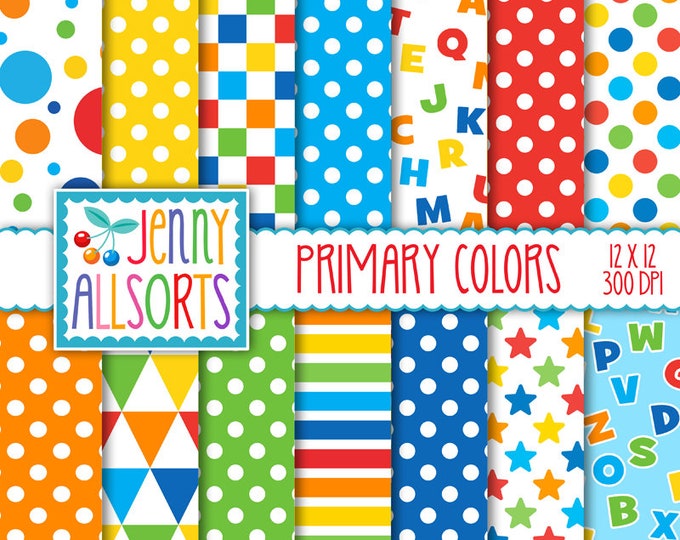 Primary Colors Digital Paper Pack 14 Printable Graphic - Etsy