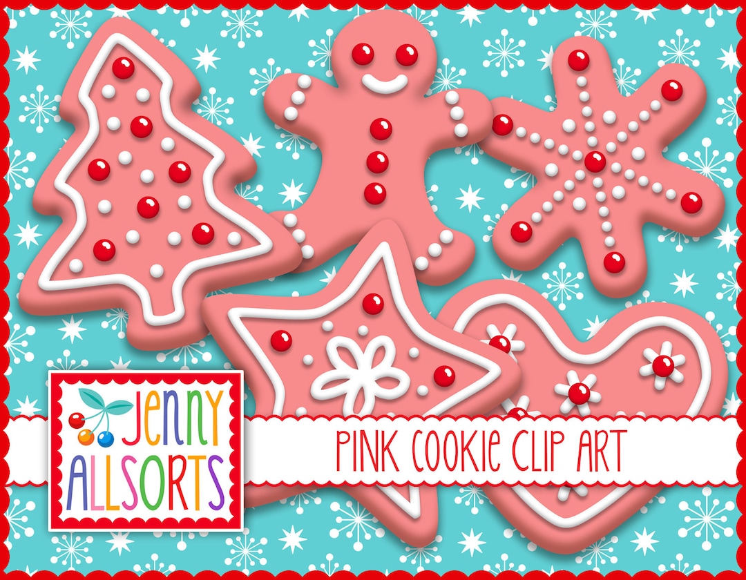 Pink Christmas Cookie Digital Clipart - Digital Pink Gingerbread ...