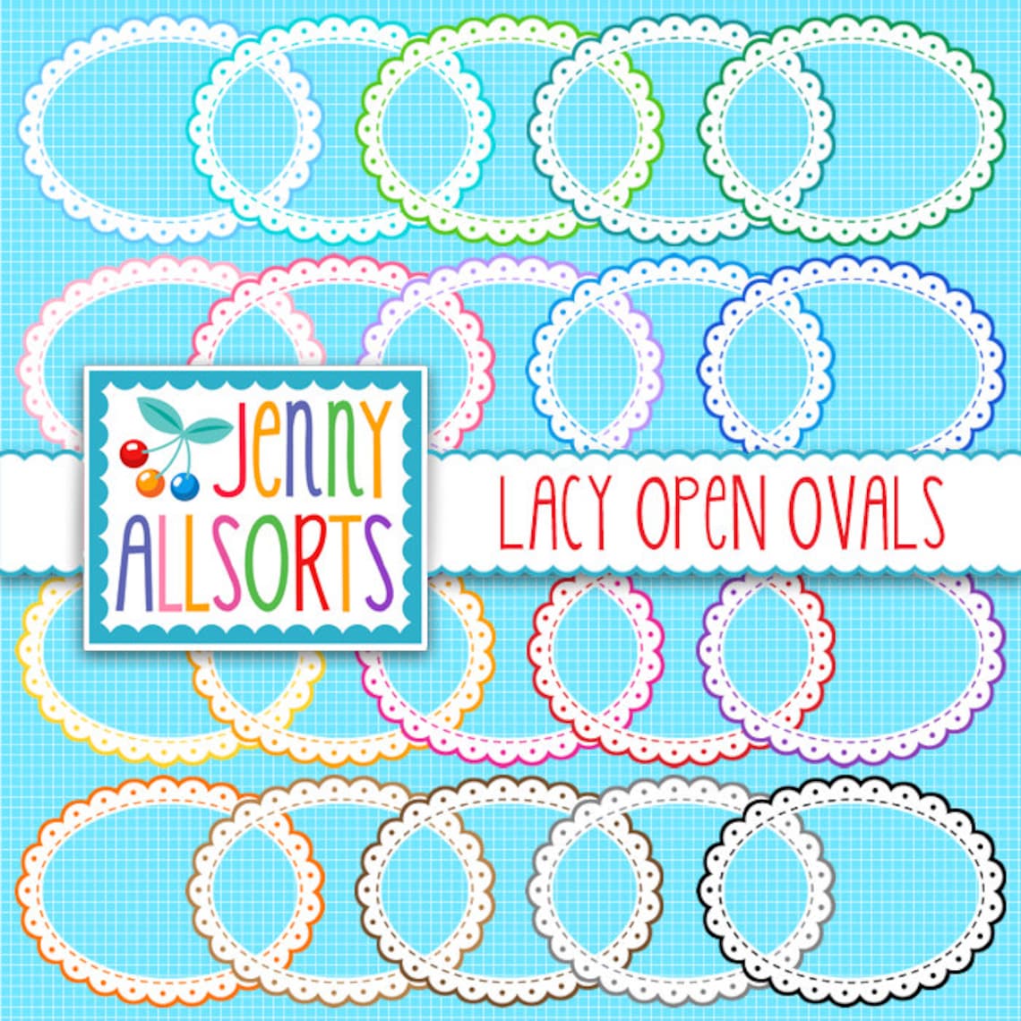 Digital Lacy Scallop Oval Frames Clip Art Scrapbooking | Etsy