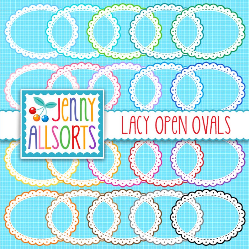 Digital Lacy Scallop Oval Frames - Clip Art Scrapbooking Printable in ...