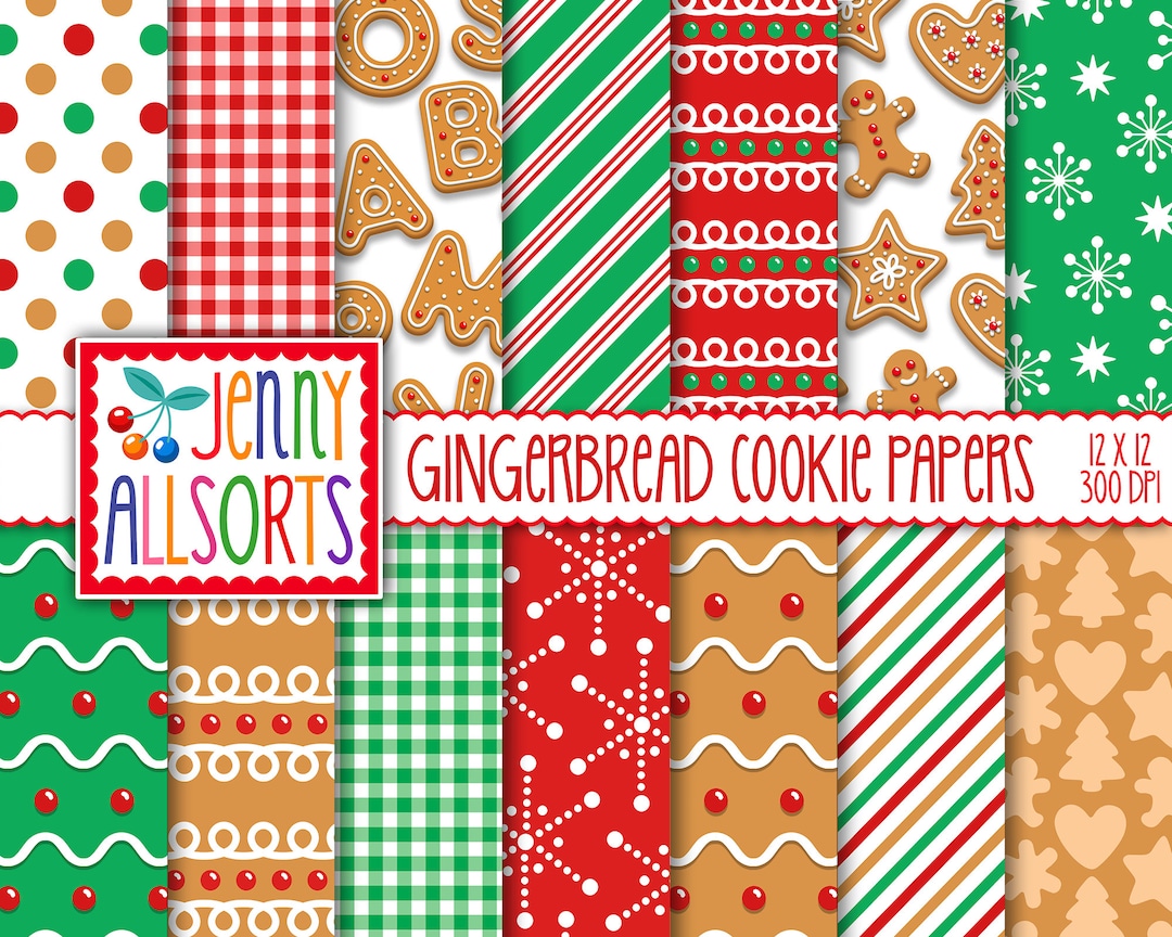 Gingerbread Digital Papers - Gingerbread Cookies Printable Christmas ...