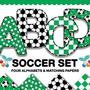 Soccer Set - Four Digital Alphabets + Matching Papers for Sublimation ...