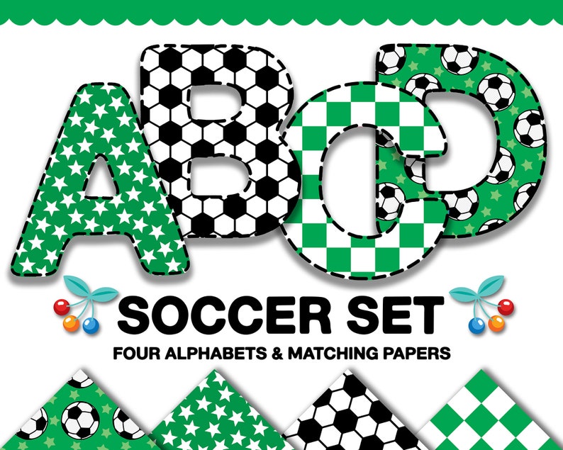 Soccer Set Four Digital Alphabets Matching Papers for - Etsy