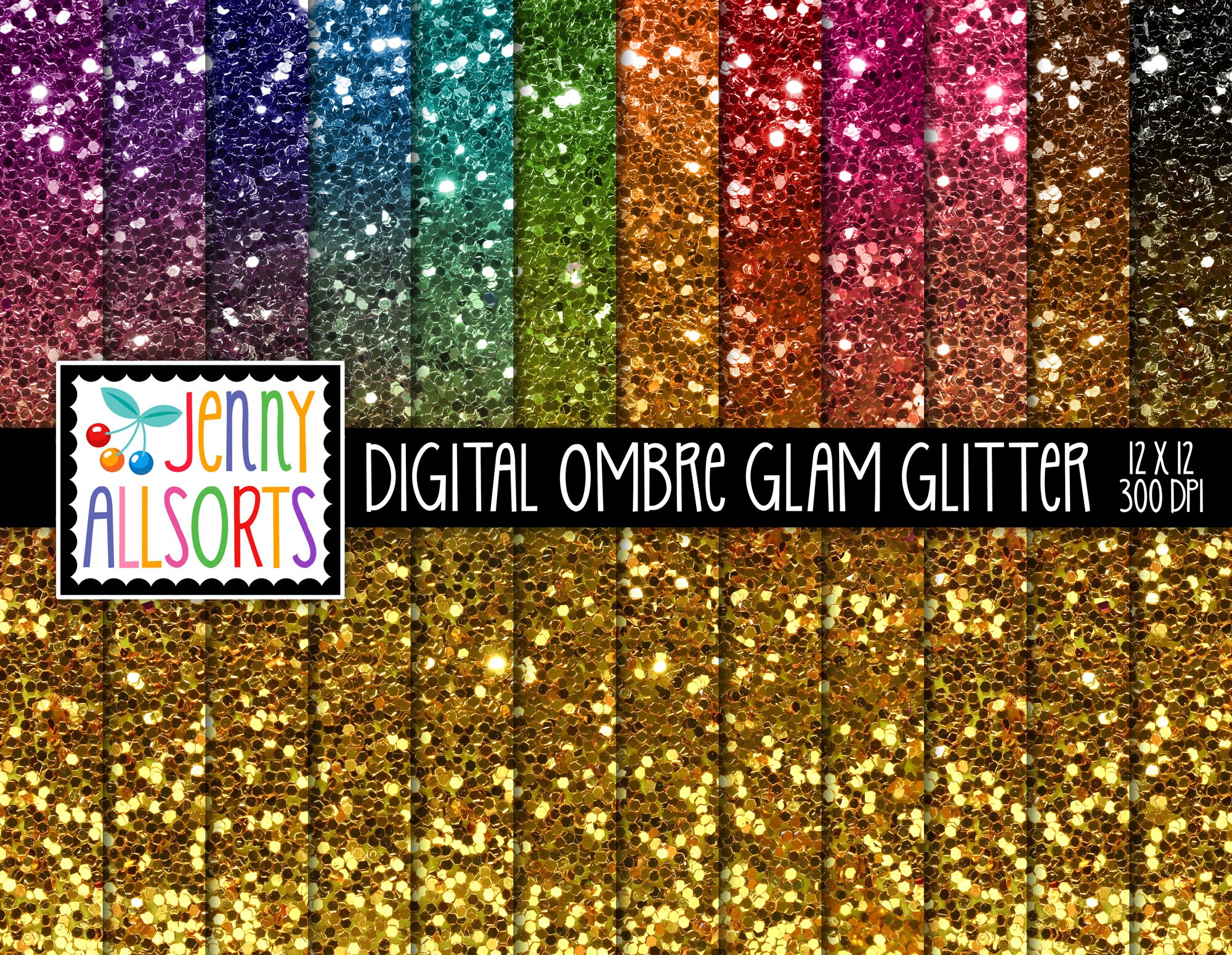 Ombre Glam Glitter Digital Papers Gold Sequin Texture Papers | Etsy