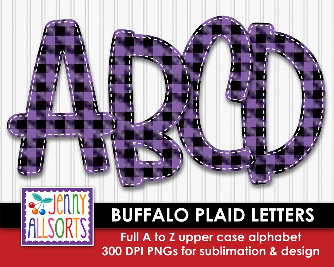 Buffalo Plaid Alphabet for Sublimation & Design, Buffalo Check Digital ...