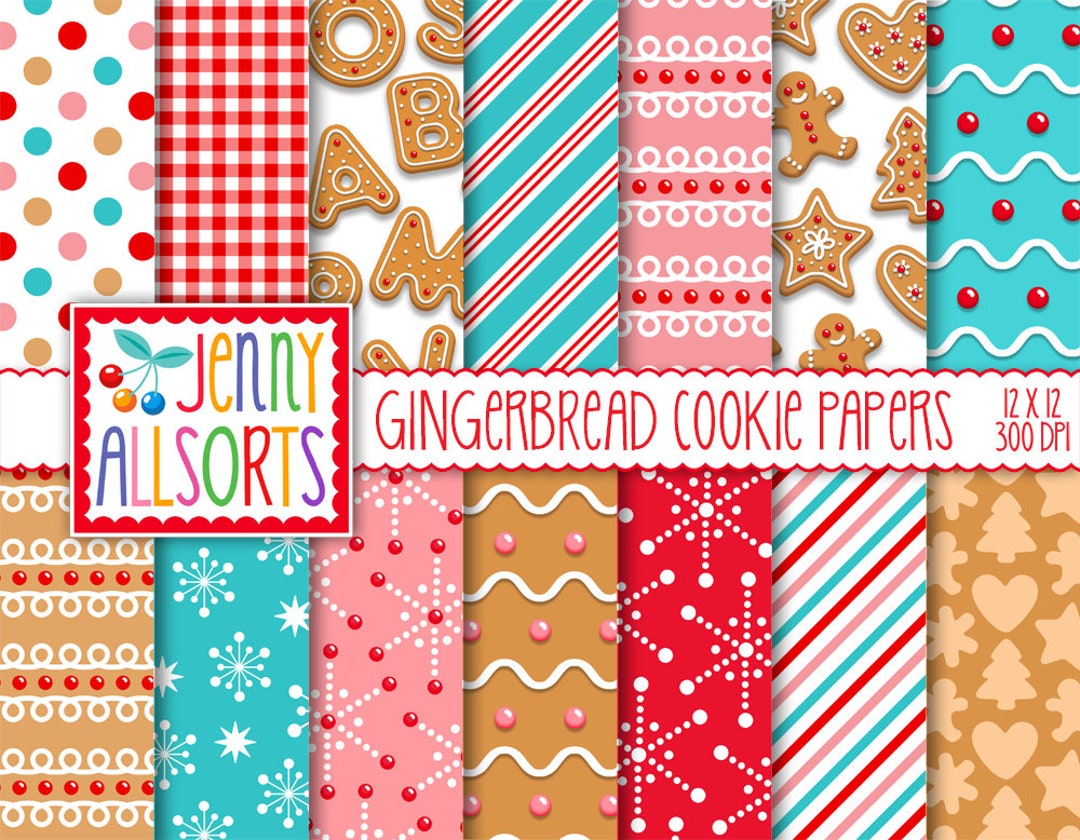 Digital Paper Christmas Gingerbread Cookies Printable - Etsy