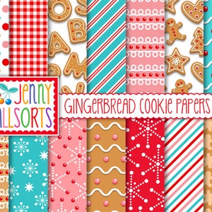 Digital Paper ~ Christmas Gingerbread Cookies, Printable Christmas ...