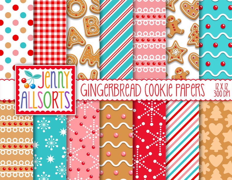 Digital Paper ~ Christmas Gingerbread Cookies, Printable Christmas ...