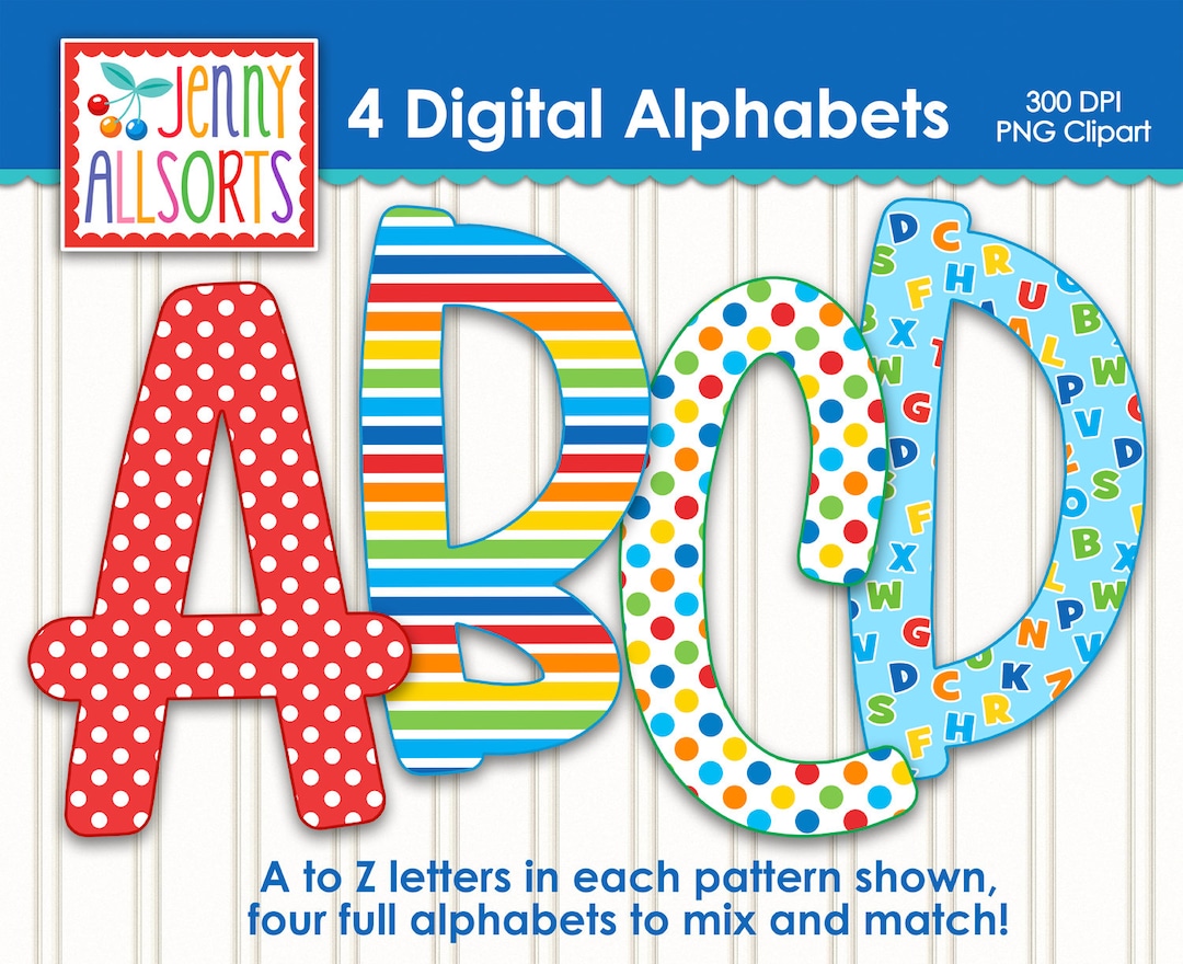 Primary Color Alphabet Bundle for Sublimation & Design, 4 Primary ...