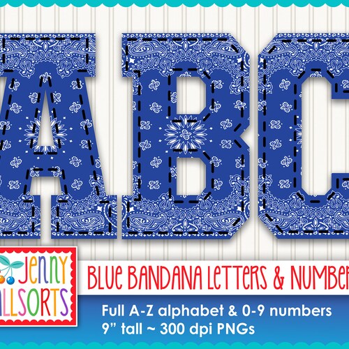 Blue Bandana Pattern Alphabet - Etsy