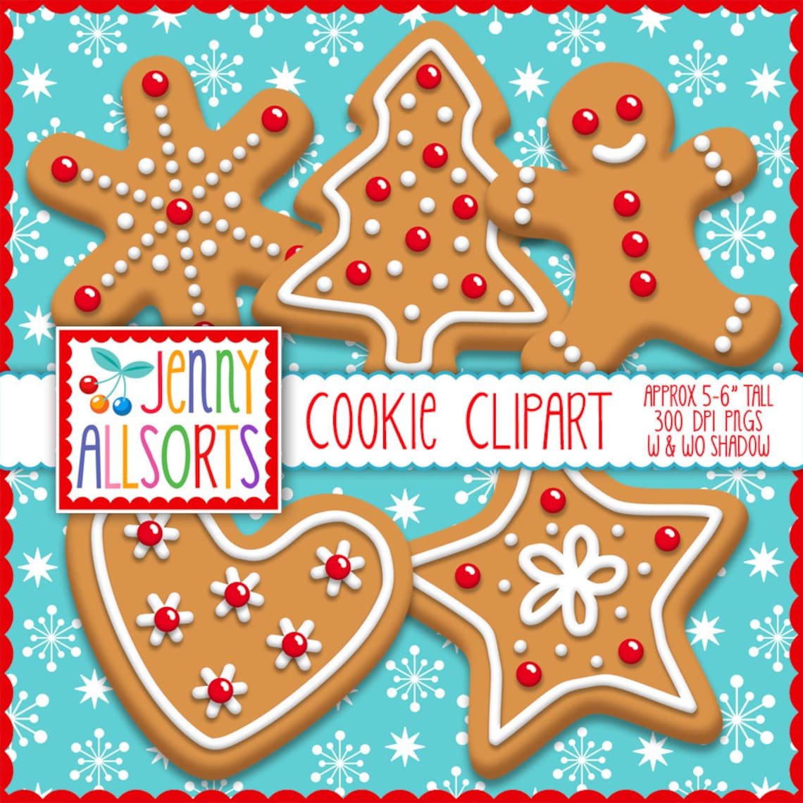 Gingerbread Cookie Digital Clipart - Digital Gingerbread Cookies ...
