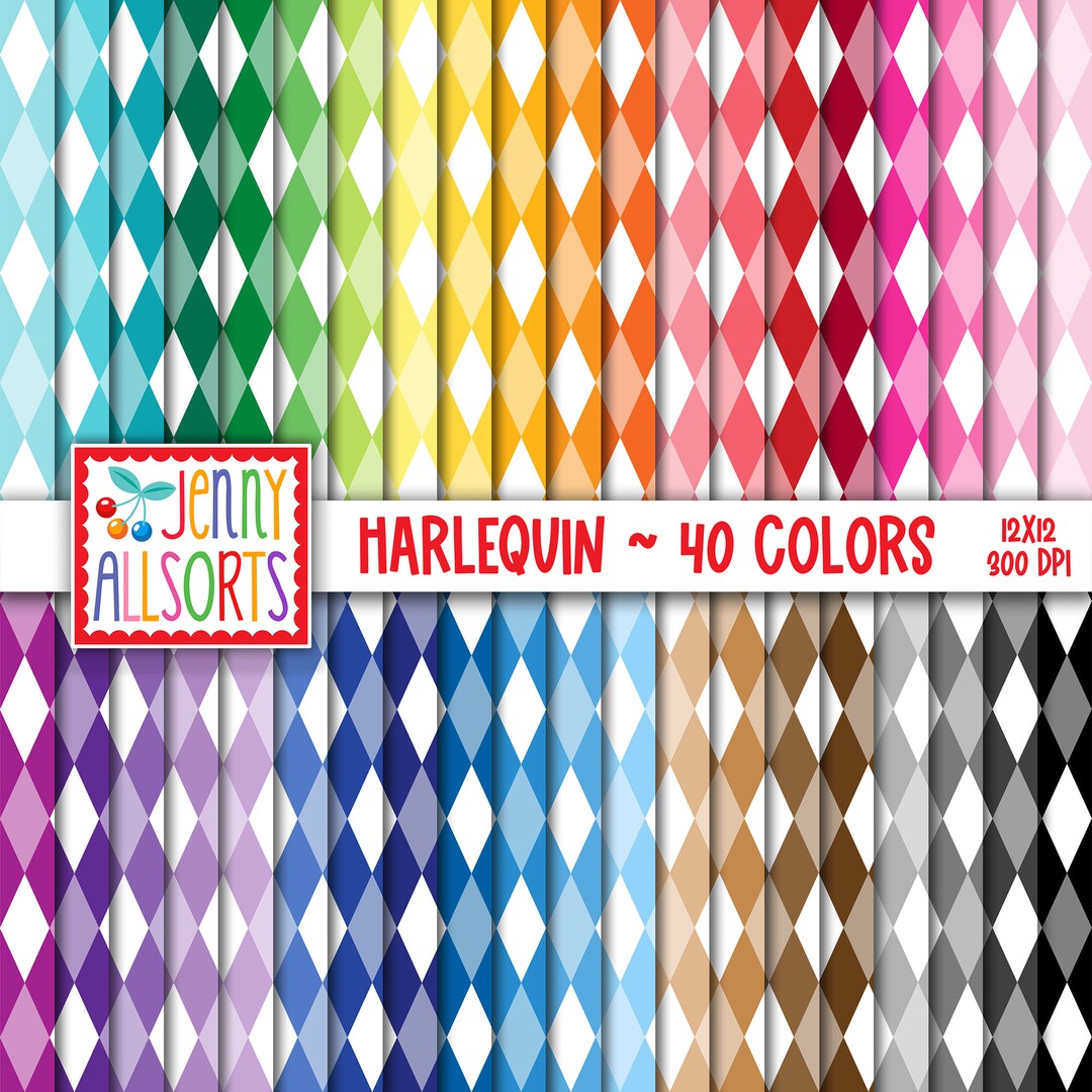 Harlequin Digital Papers in 40 Vivid Colors for Scrapbooking & Design ...