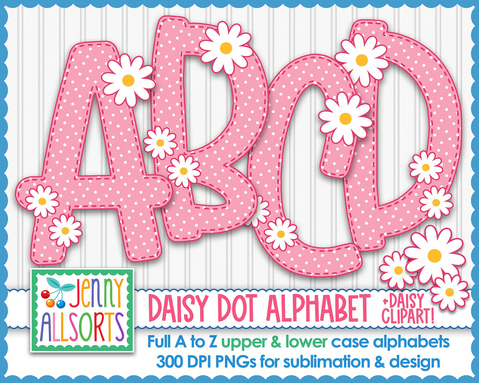 Pink Daisy Dot Digital Alphabet for Sublimation & Design - Etsy