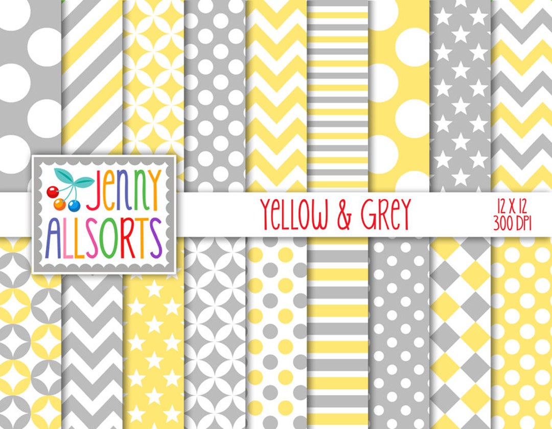 Yellow and Grey Digital Paper, Baby Digital Paper, Simple Digital Paper ...