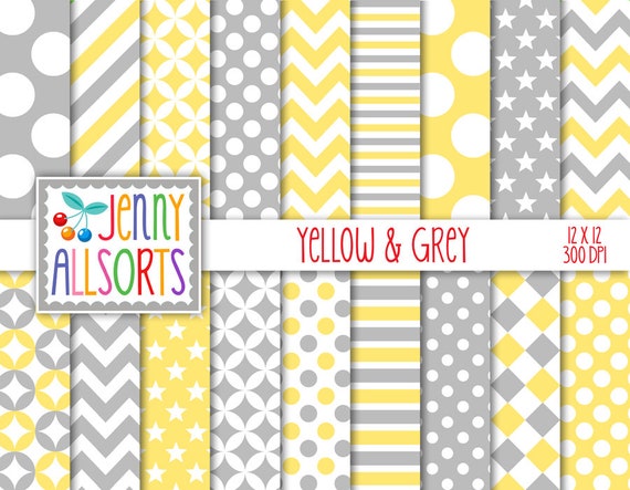 Yellow and Grey Digital Paper Baby Digital Paper Simple | Etsy
