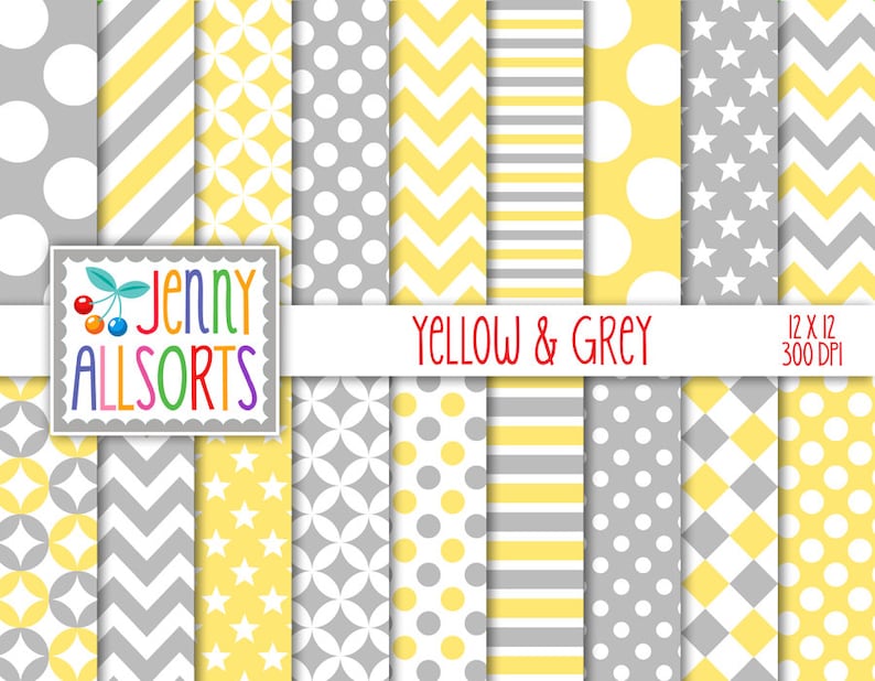 Yellow and Grey Digital Paper Baby Digital Paper Simple | Etsy