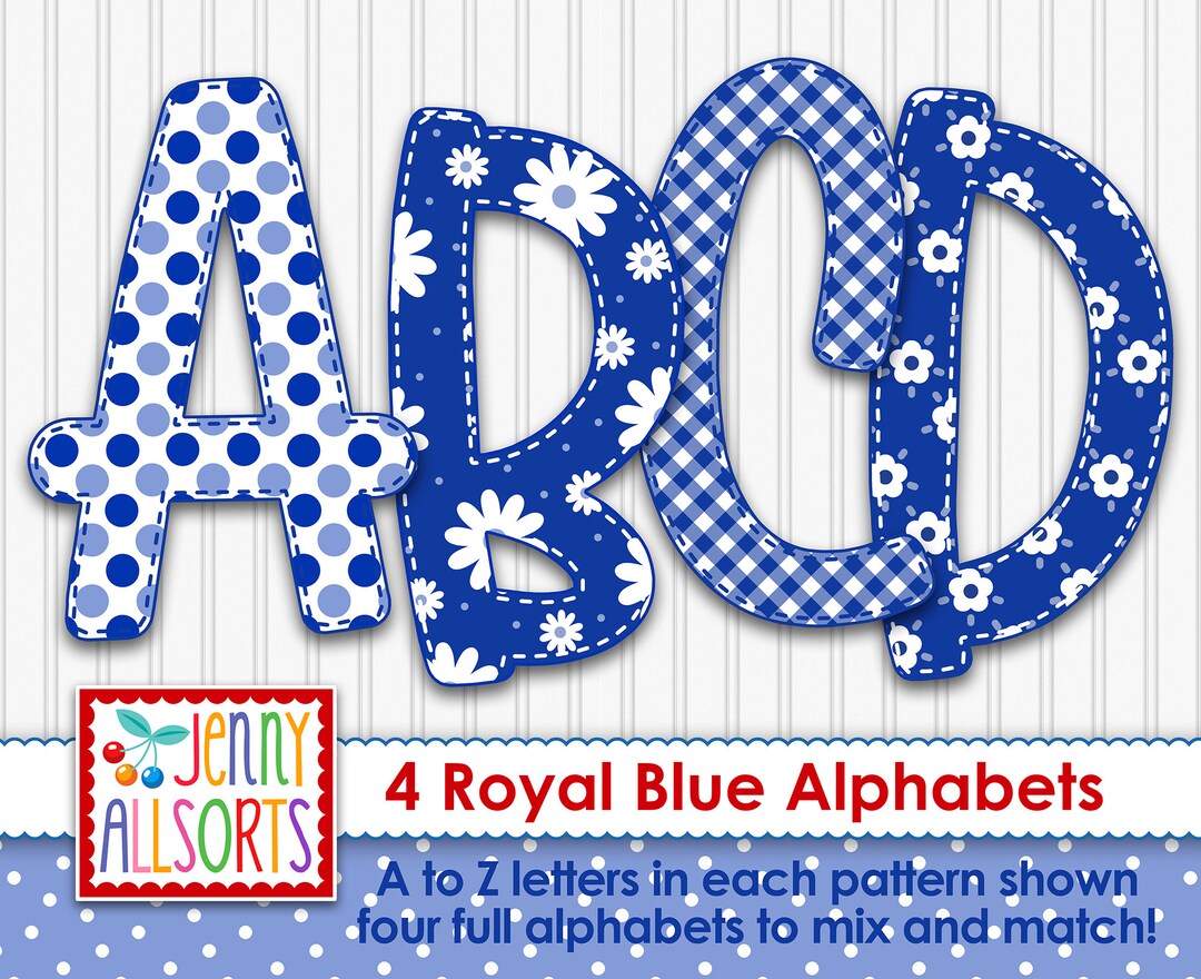 Royal Blue 4-alphabet Bundle for Sublimation & Design, Cute Digital ...